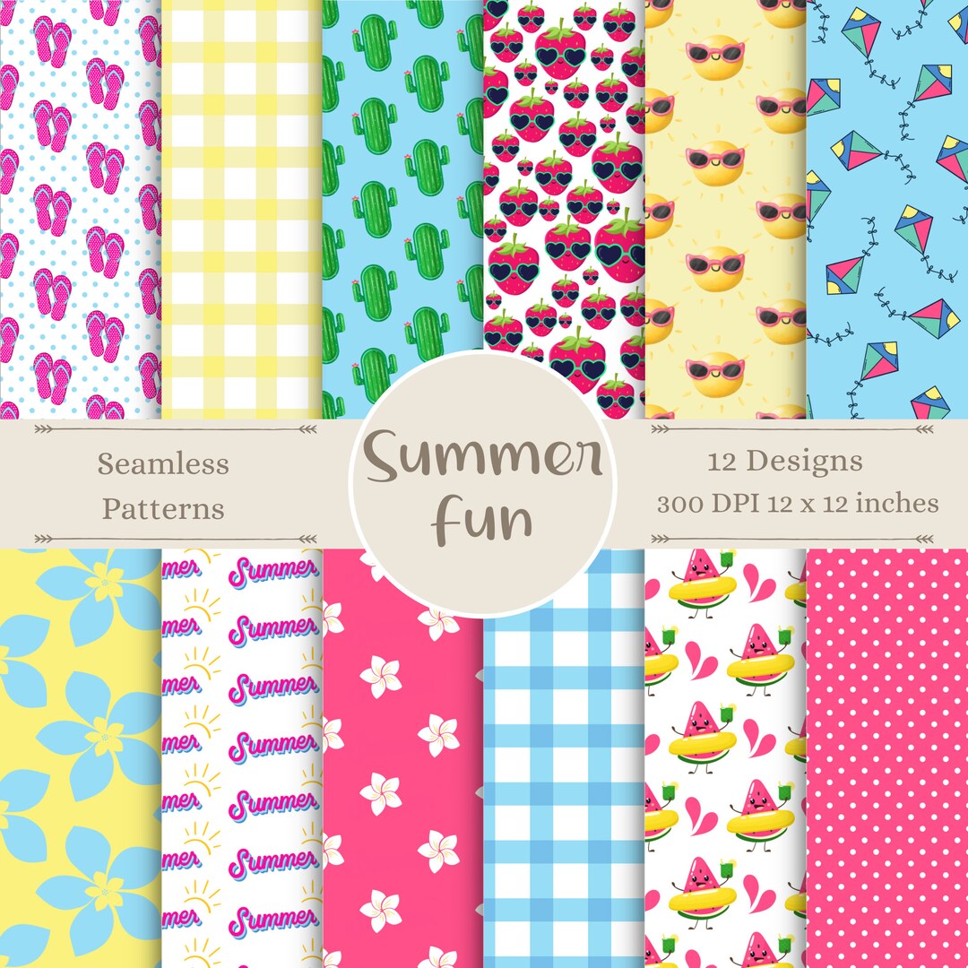 Beach Fun Digital Designs | Summertime Scrapbook Craft Paper | Summer ...