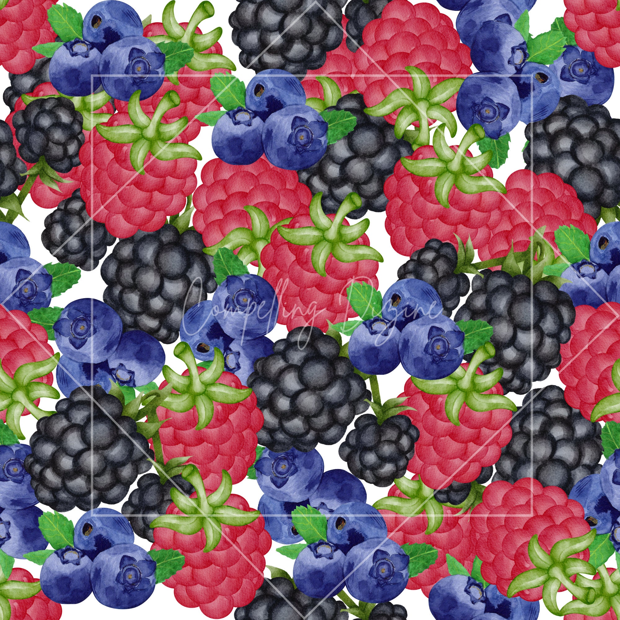 Berry Digital Patterns Fruit Seamless Paper Blueberry Scrapbook Prints ...