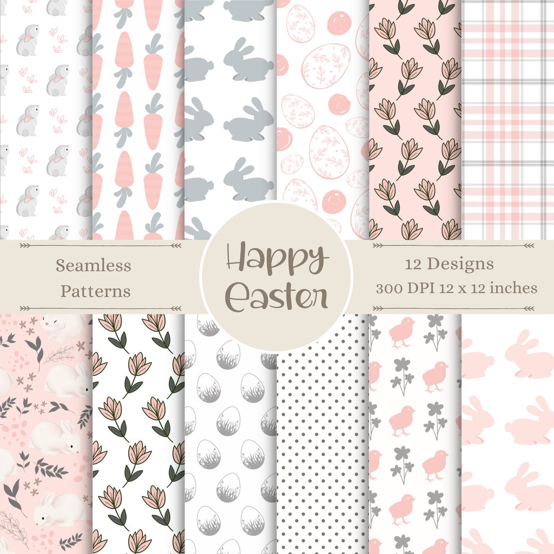 Easter Bunny Digital Patterns | Chicks Seamless Paper | Easter Egg ...