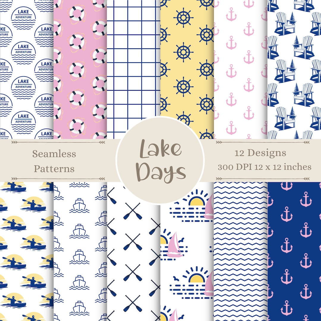 Lake Days Digital Patterns | Boating Seamless Paper | Boating & Water ...