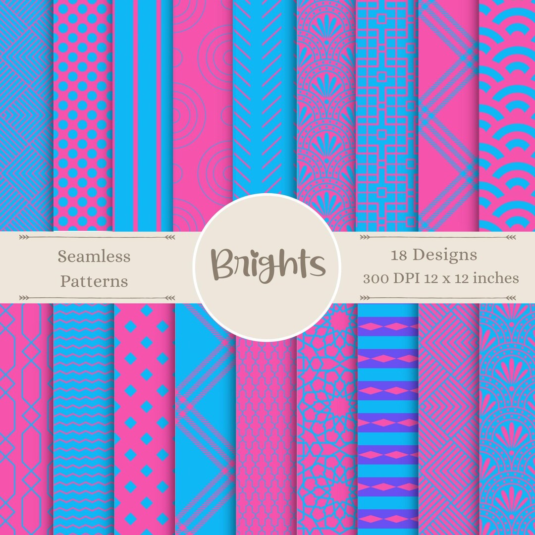 Bright Color Digital Paper | Colorful | Seamless | Blue, Pink Art ...
