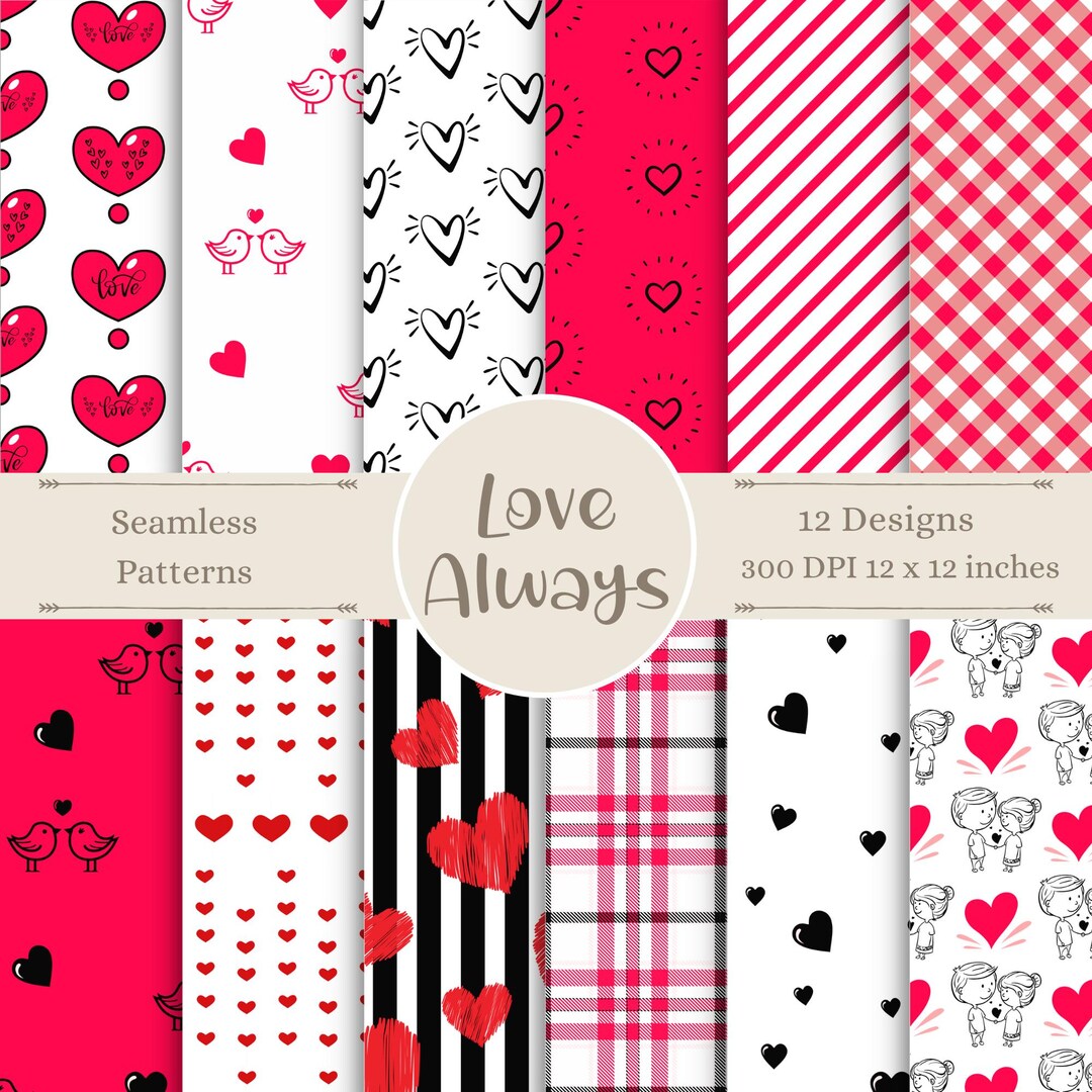 Valentines Digital Paper | Love Seamless Patterns | in Love Scrapbook ...