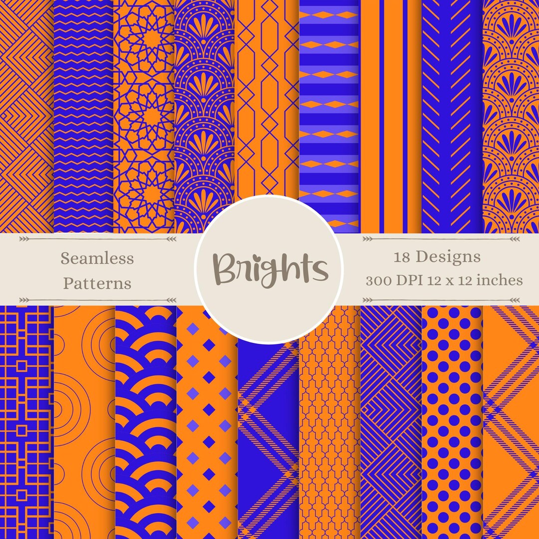 Bright Color Digital Paper | Colorful | Seamless | Blue, Orange Art ...