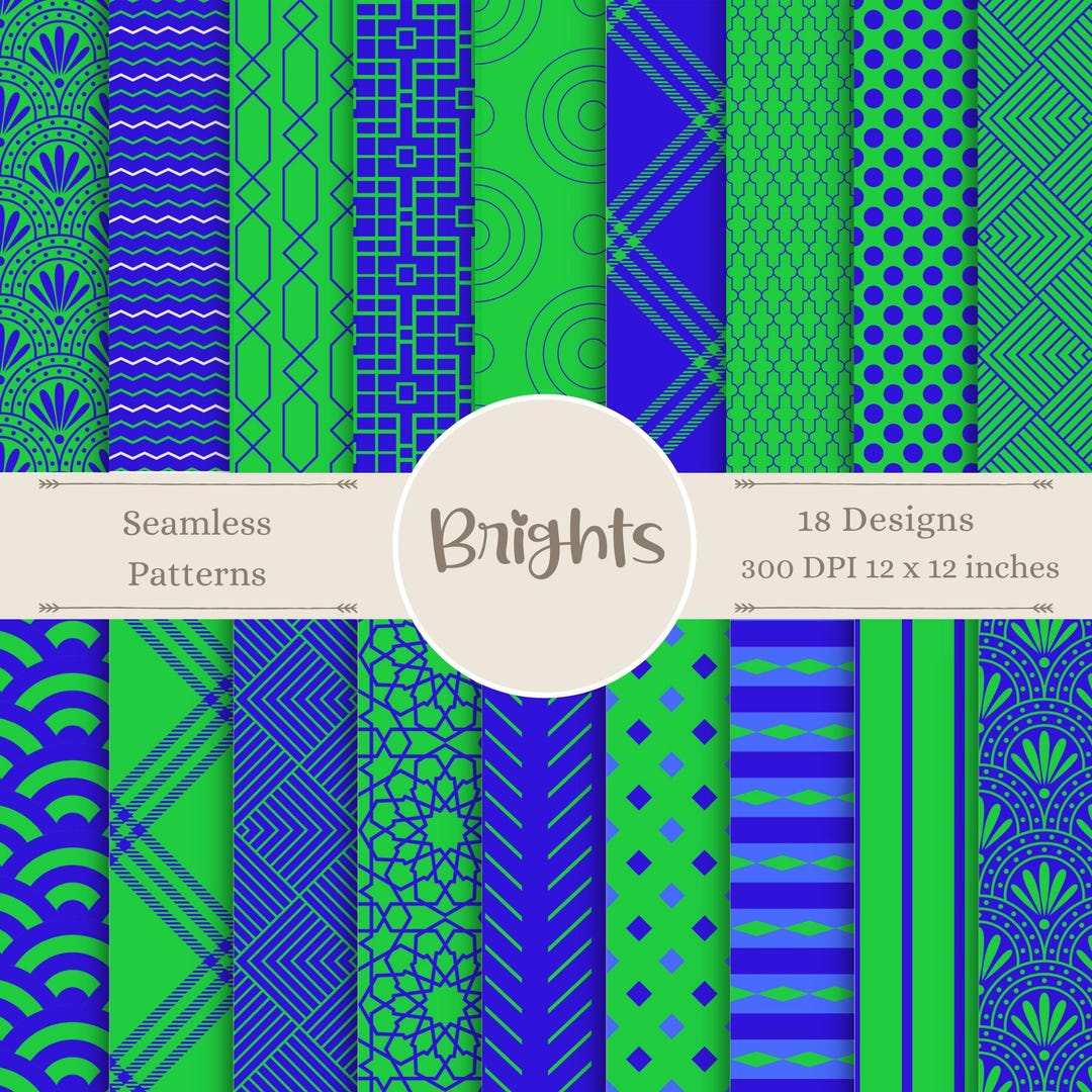 Bright Color Digital Paper | Colorful | Seamless | Blue, Green Art ...