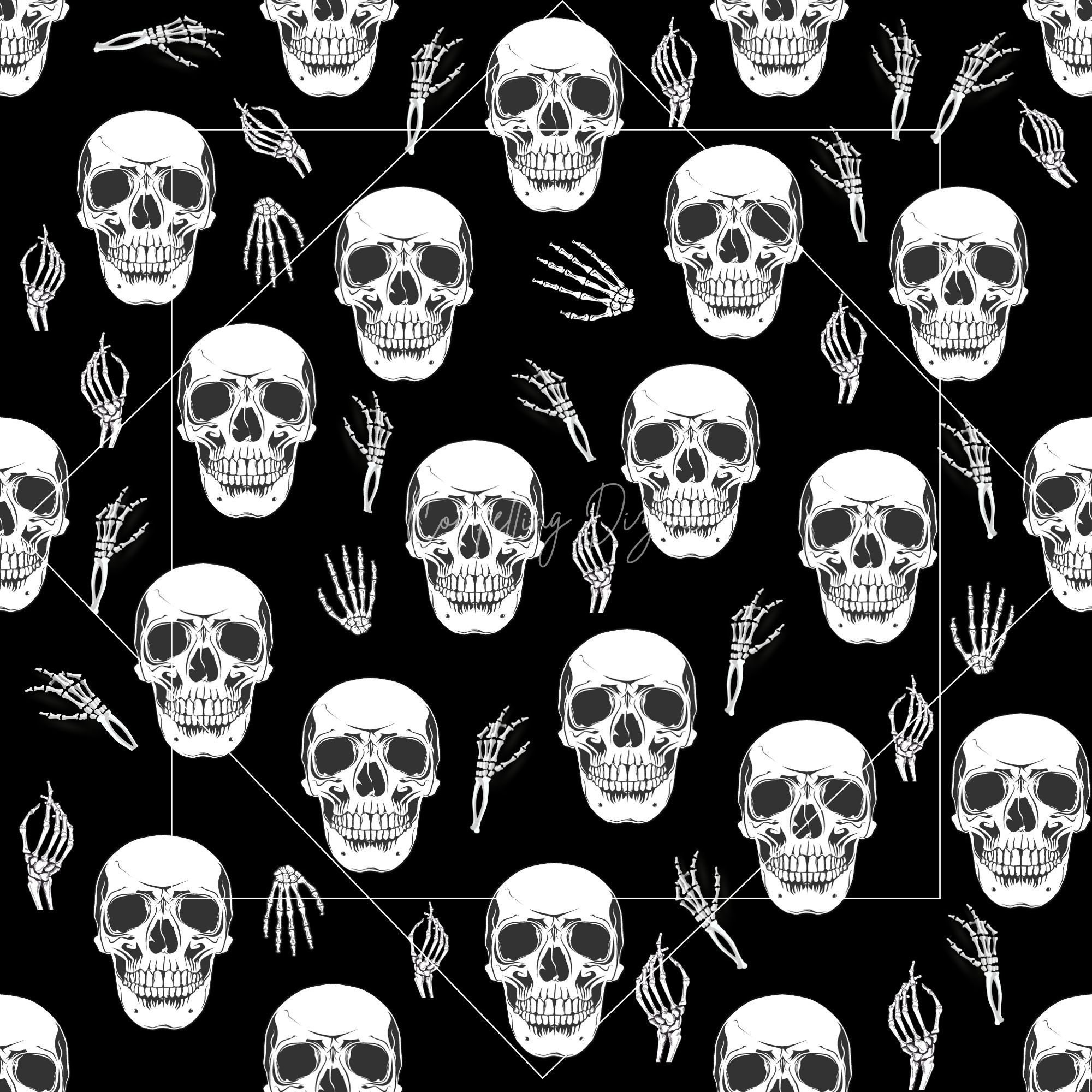 Skull and Bones Digital Patterns | Halloween Seamless Paper | Skull and ...