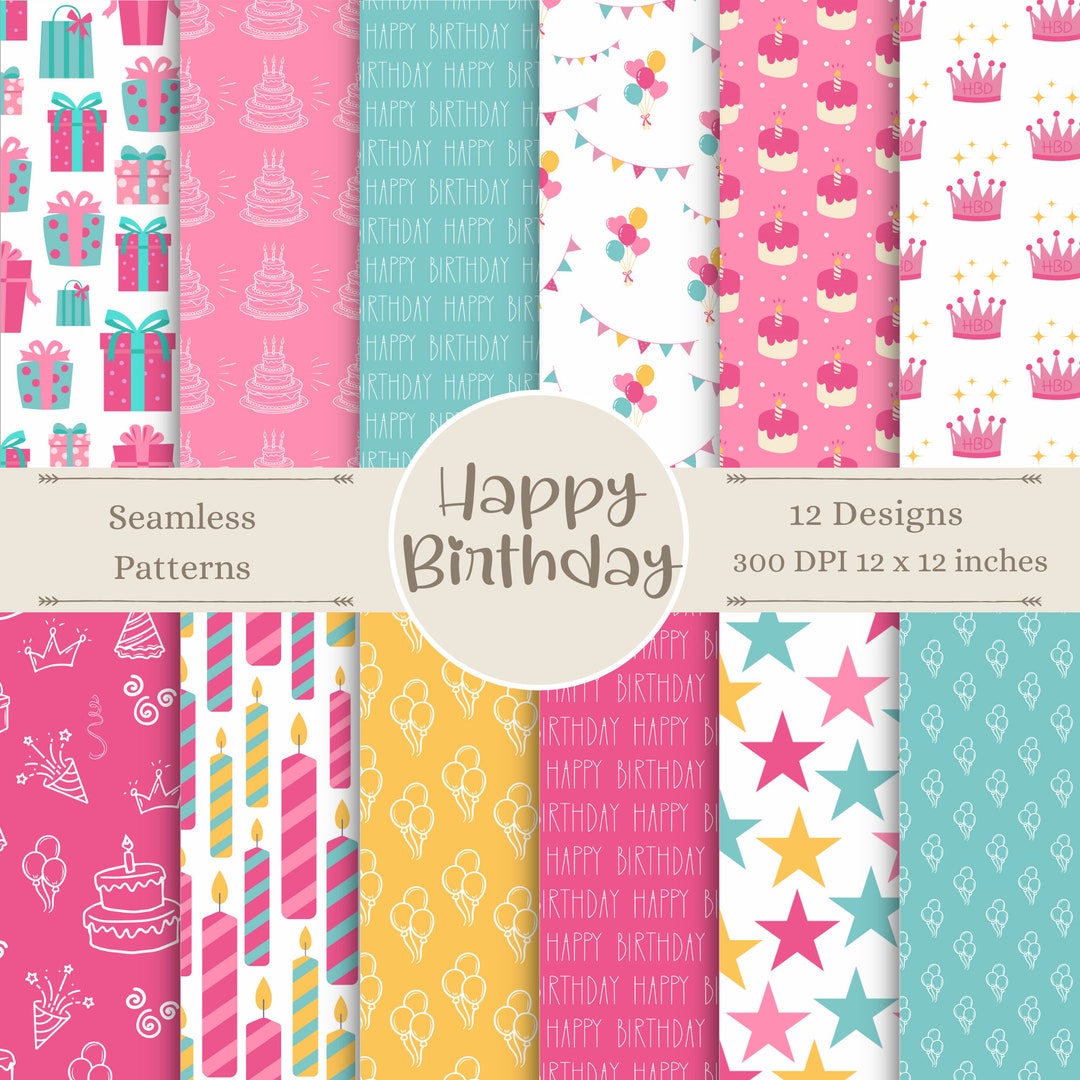 Happy Birthday Digital Displays | Colorful Party Scrapbook Craft Paper ...