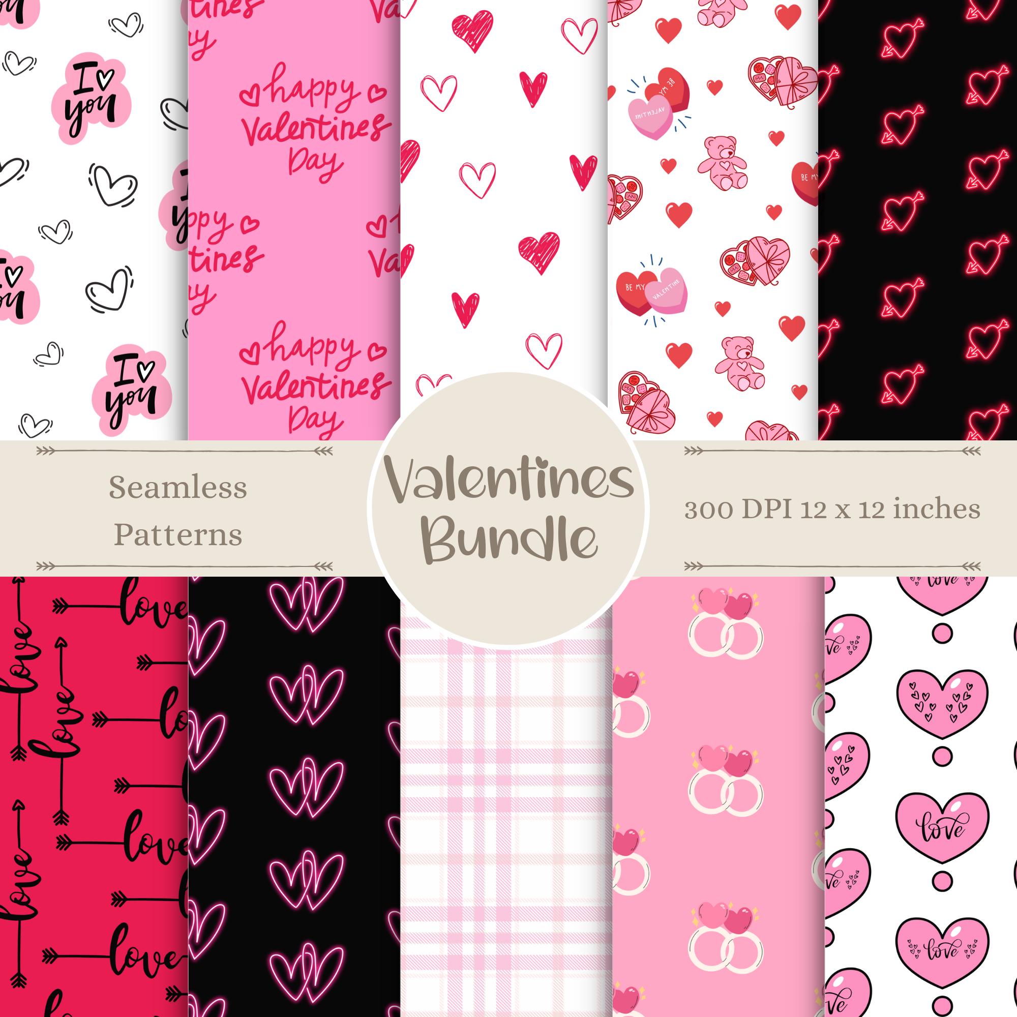 Valentines Day Digital Pattern Bundle Q40 | Love Seamless Paper ...