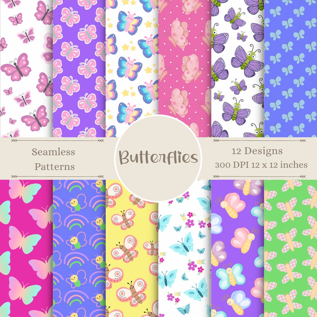 Butterfly Digital Patterns | Animal Seamless Paper | Colorful Scrapbook ...