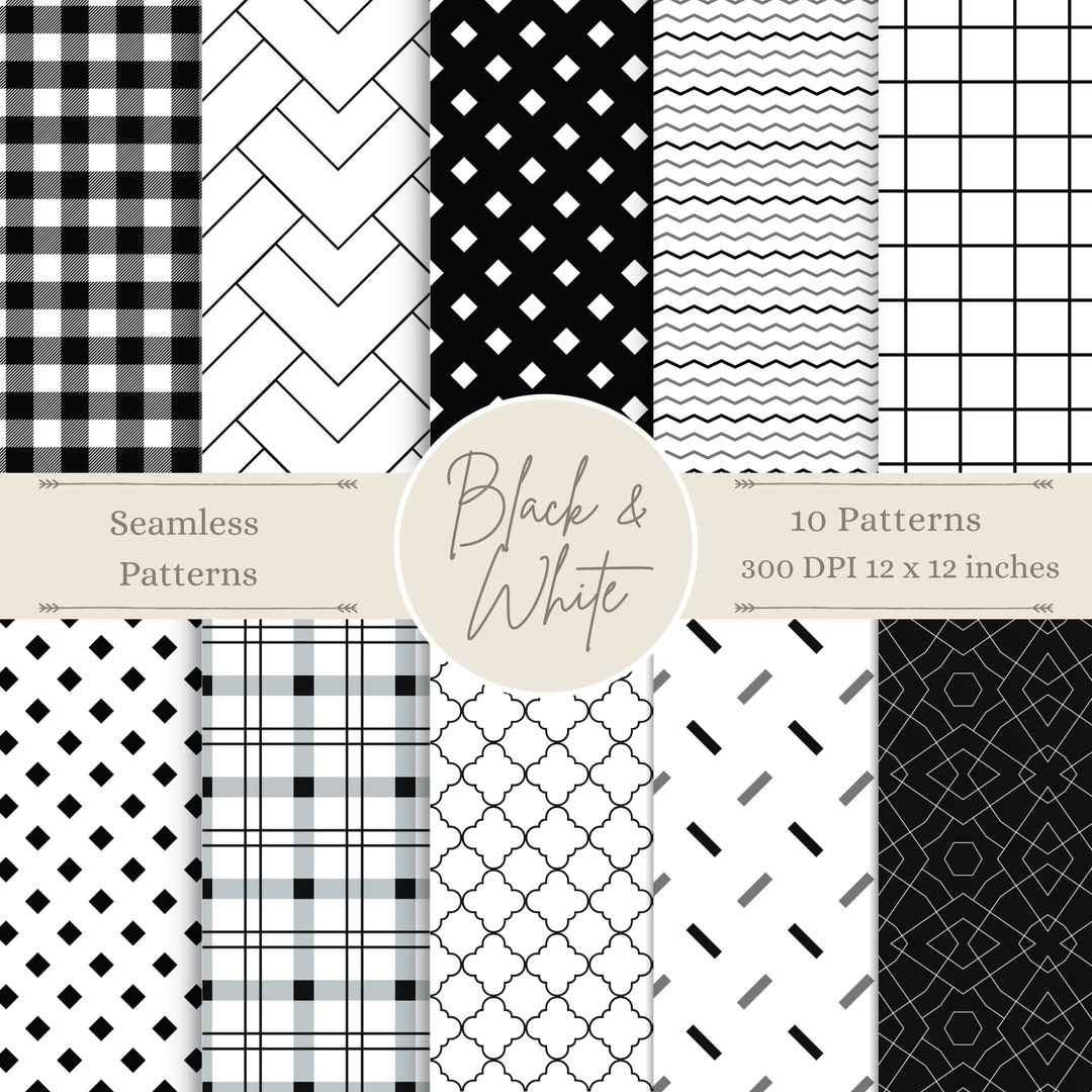 Black & White Digital Paper Seamless Patterns Grayscale - Etsy