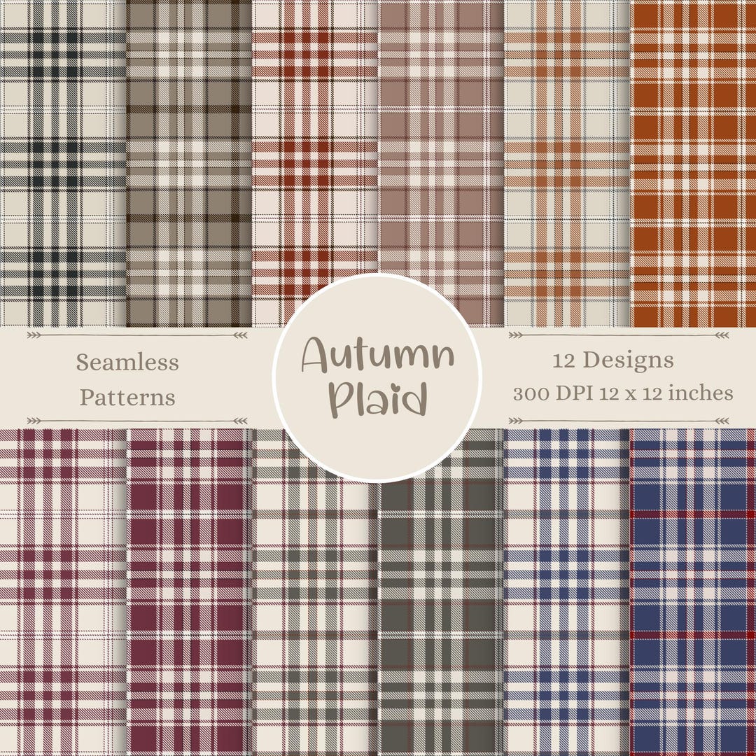 Autumn Plaid Digital Designs | Fall Scrapbook Craft Paper | Tartan ...