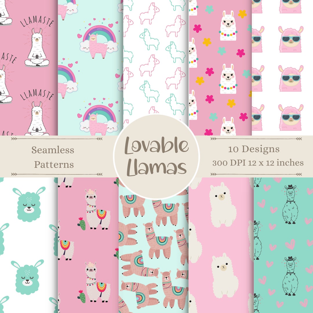 Llamas Digital Patterns | Cute Seamless Paper | Pretty Llamas Images ...