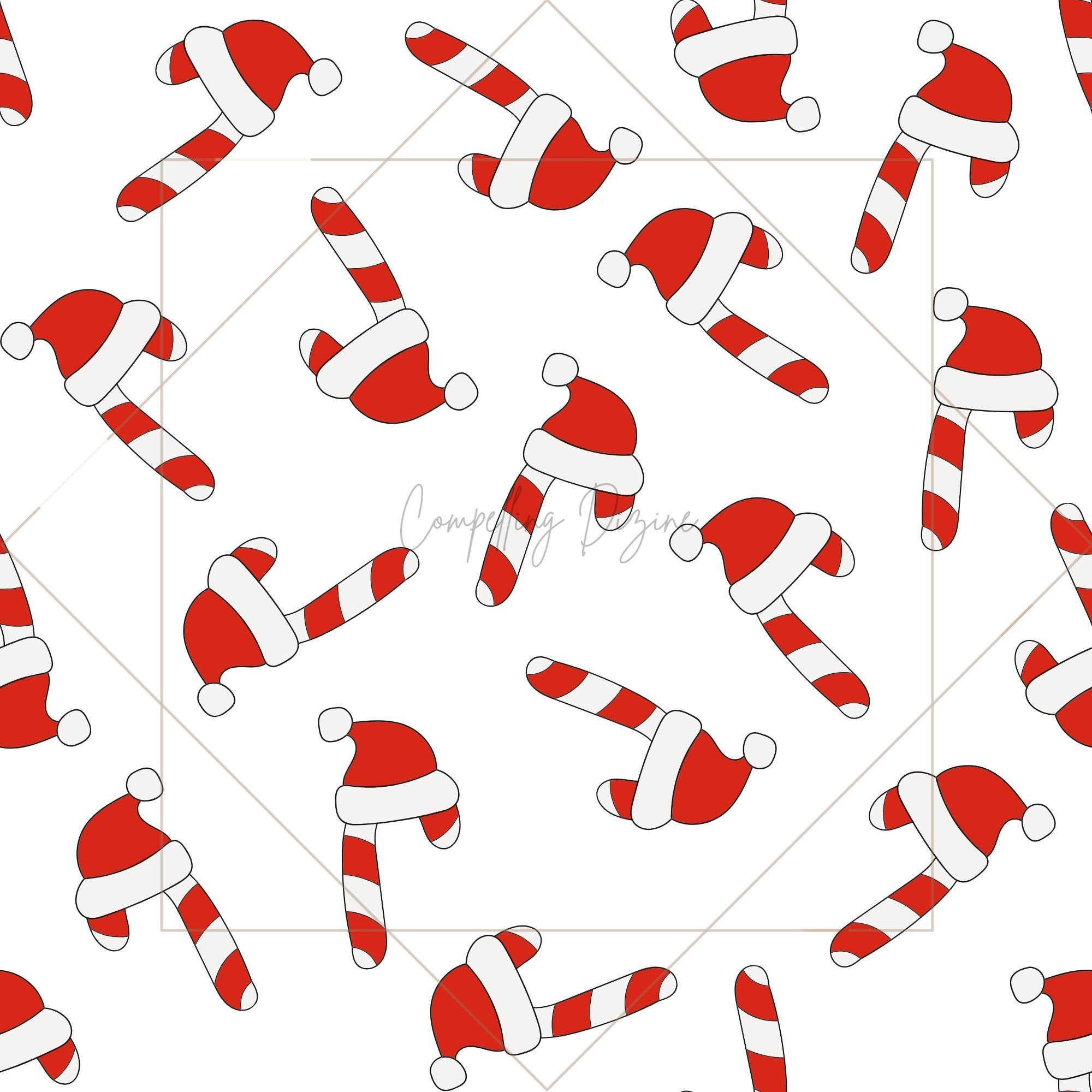 Candy Canes Digital Seamless Patterns | Peppermint Scrapbook Craft ...