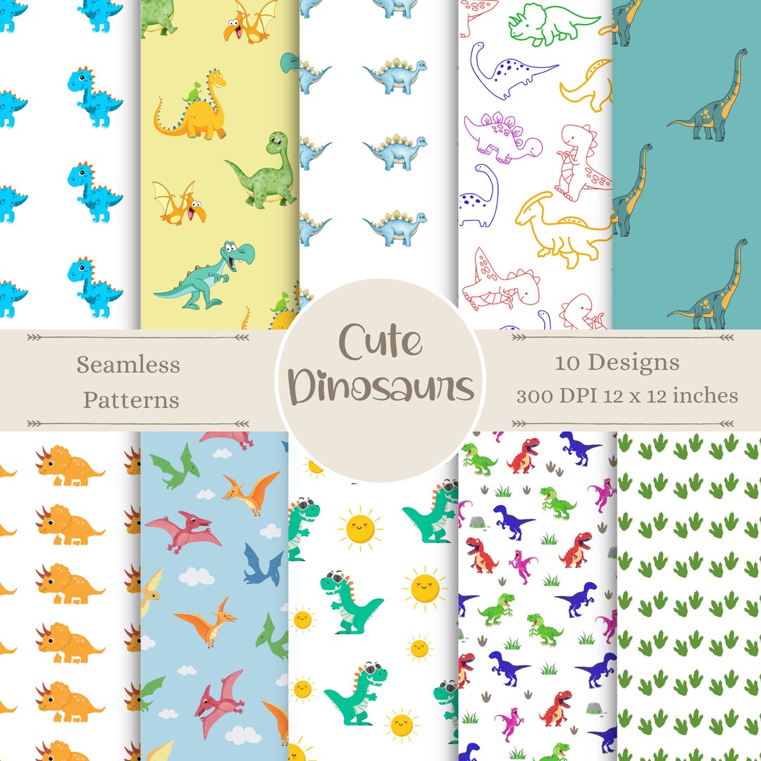 Dinosaur Digital Patterns | Cute Dino Seamless Paper | Colorful Images ...