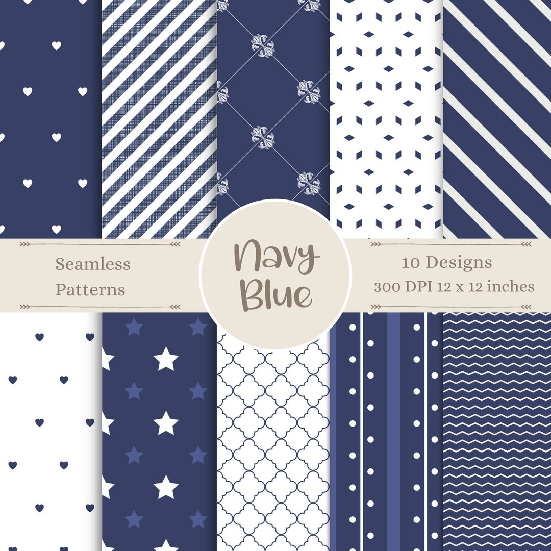 Navy Blue Pattern Digital Paper | Colorful | Seamless | Dark Blue ...