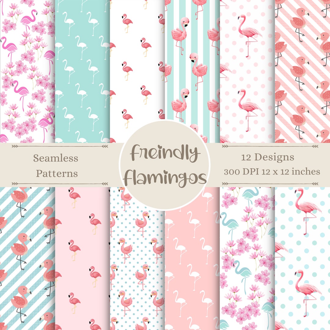Flamingos Digital Patterns | Animal Seamless Paper | Bird Scrapbook ...