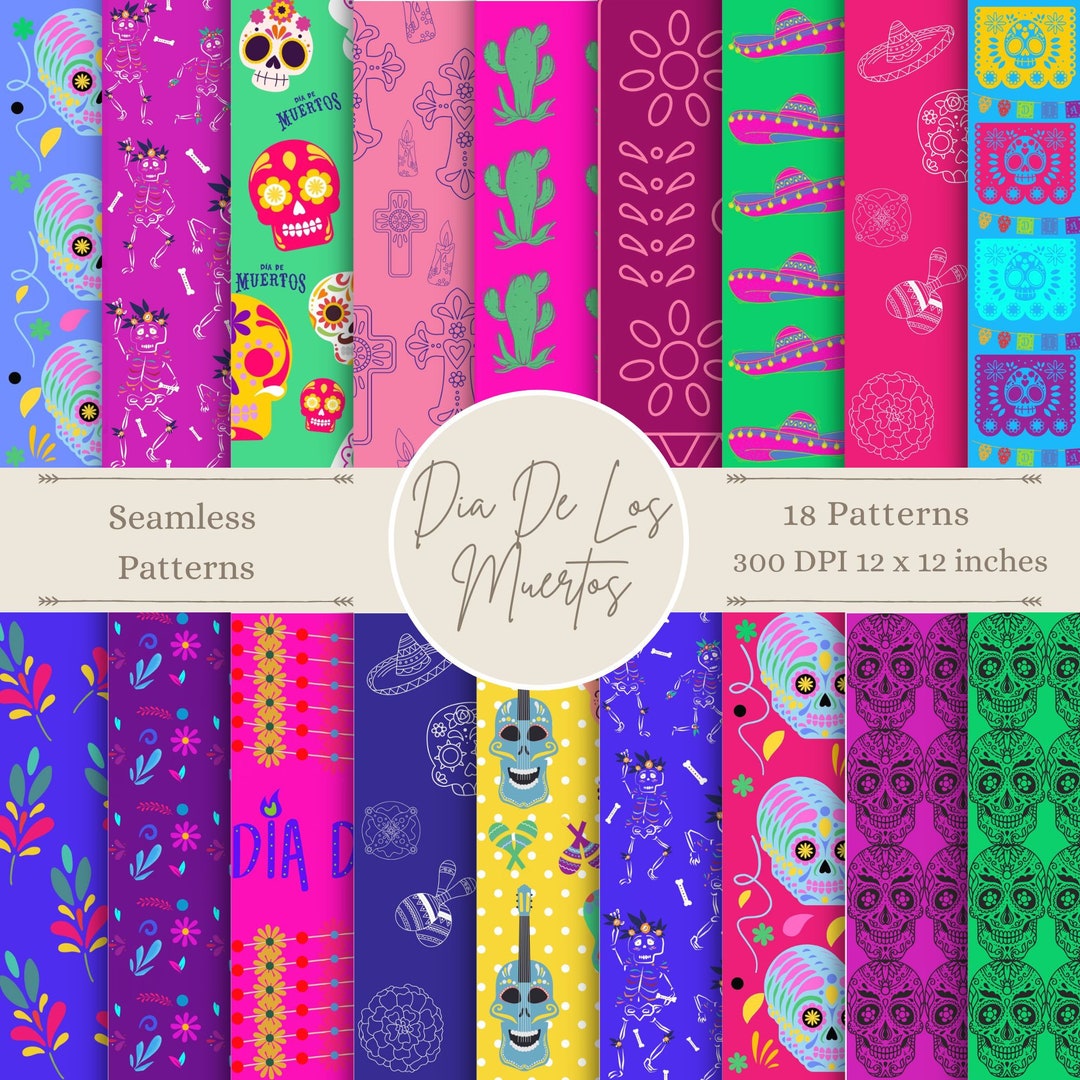 Dia De Los Muertos Digital Paper Day of the Dead Seamless Patterns ...