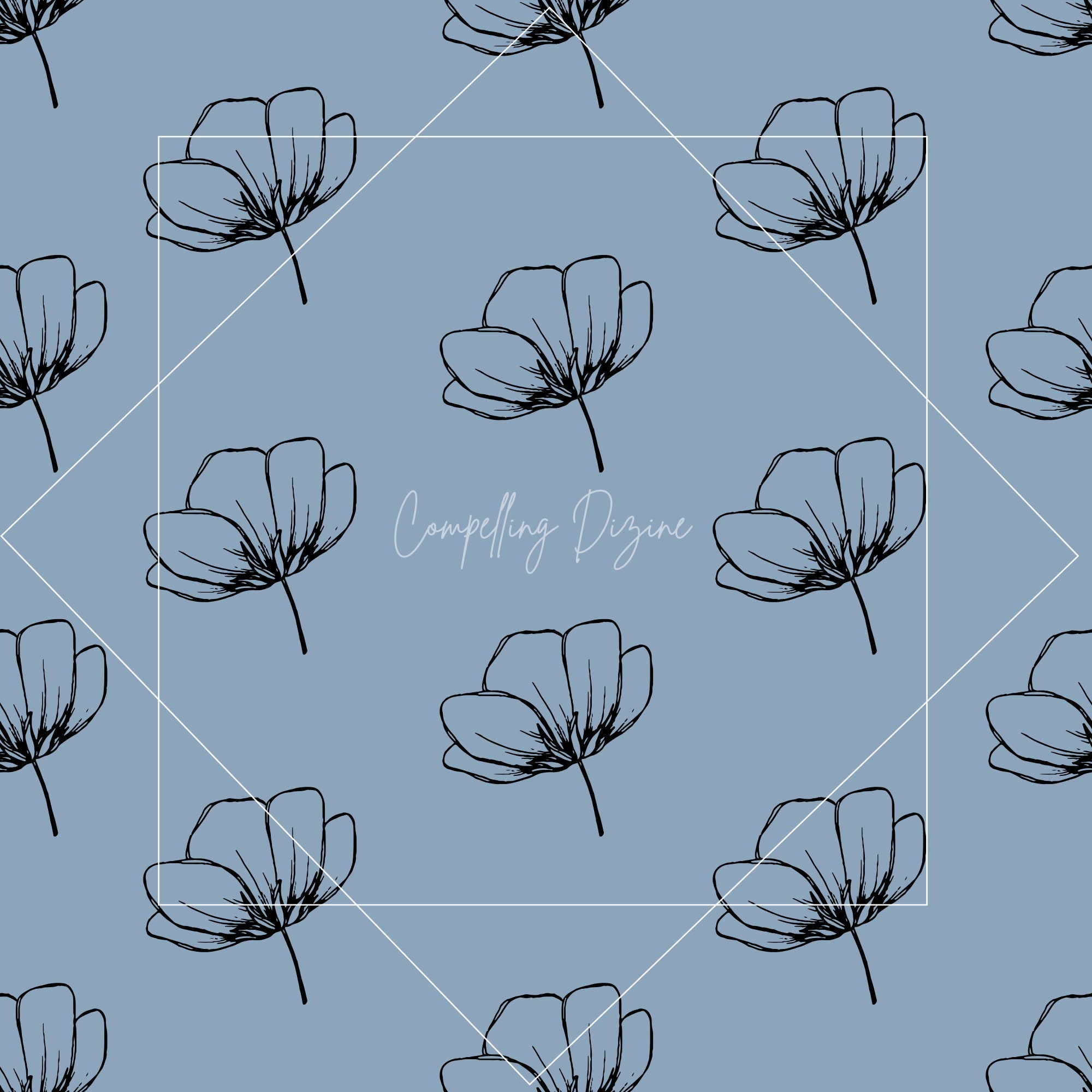 Patterns & Petals Digital Designs | Blue Floral Seamless Prints ...