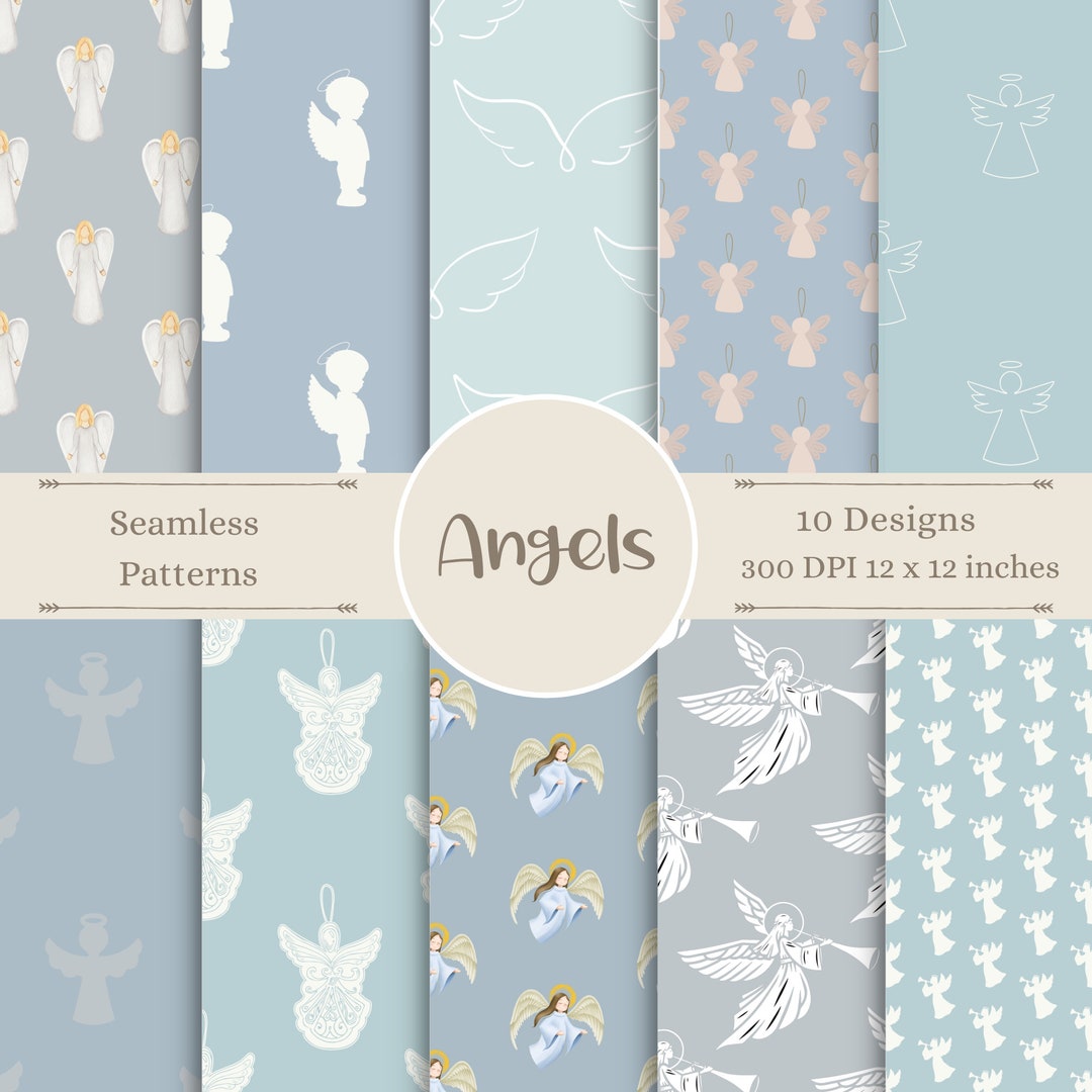 Angel Digital Designs | Angelic Seamless Patterns | Heavenly Image ...