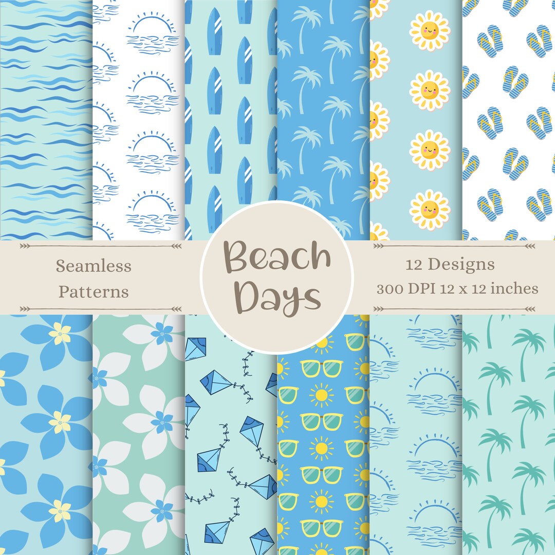Beach Days Digital Designs | Summertime Scrapbook Craft Paper | Summer ...