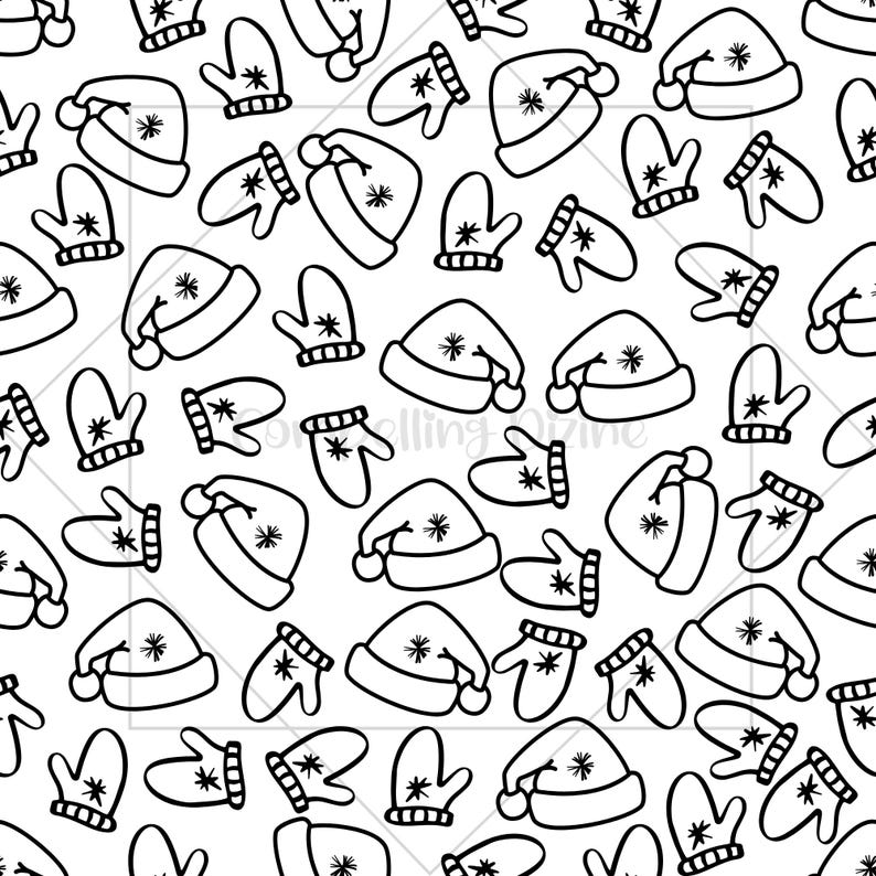 Christmas Black-white Doodle Digital Designs | Illustration Seamless ...