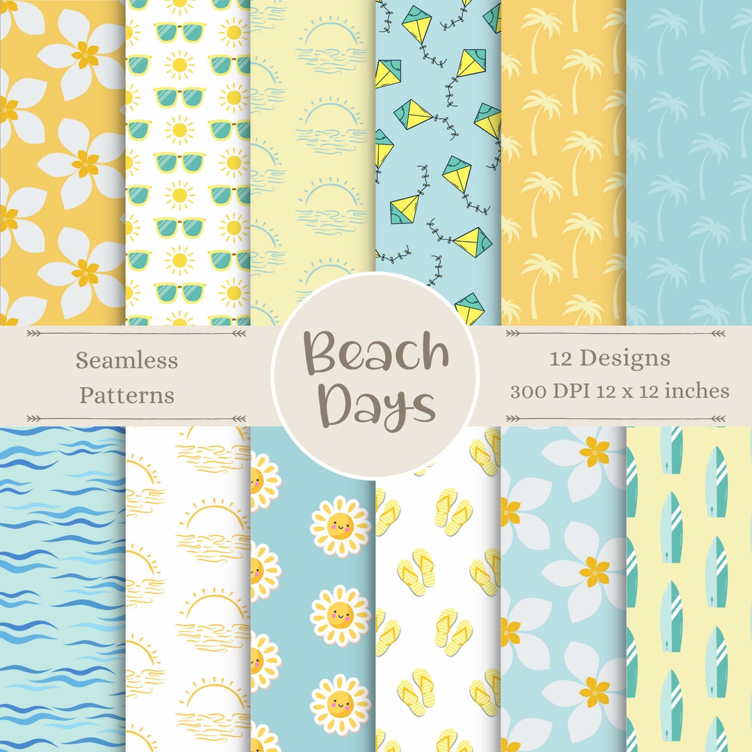Beach Days Digital Designs | Summertime Scrapbook Craft Paper | Summer ...