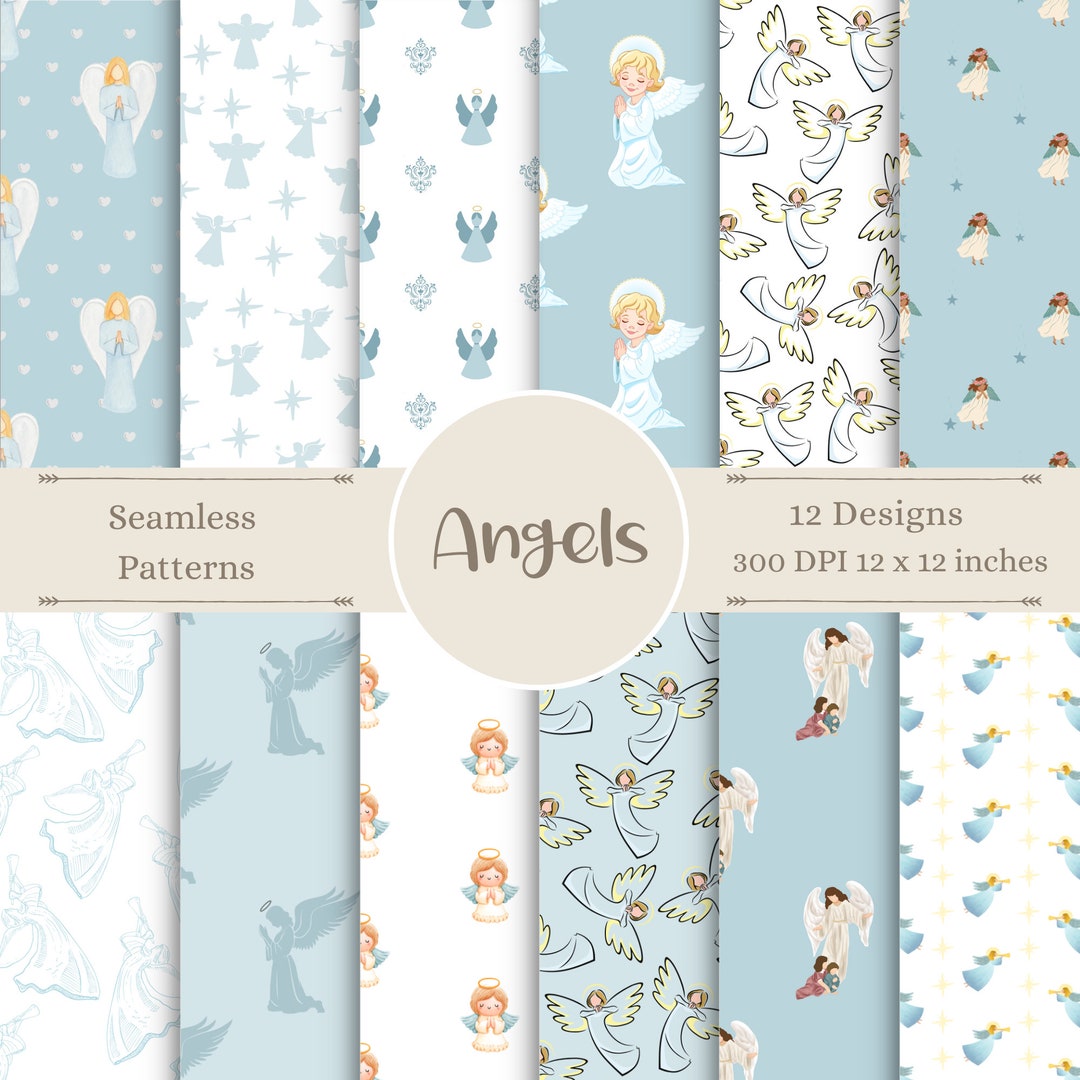 Angel Digital Patterns | Angels Seamless Paper | Blue Elegant Designs ...