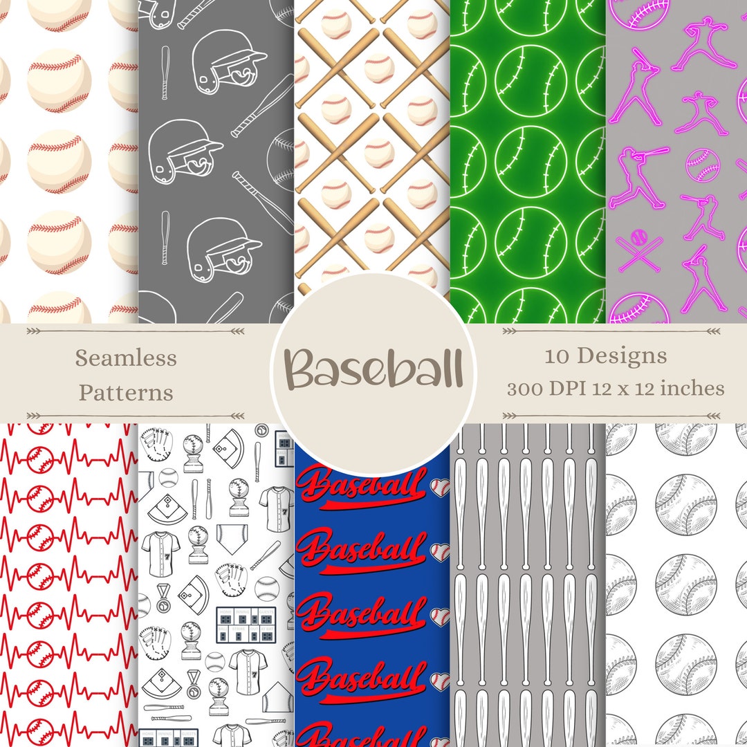 Baseball Digital Designs | Bat, Ball Scrapbook Craft Paper | Sports ...