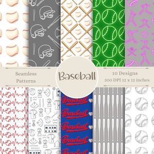 Baseball Digital Designs | Bat, Ball Scrapbook Craft Paper | Sports ...
