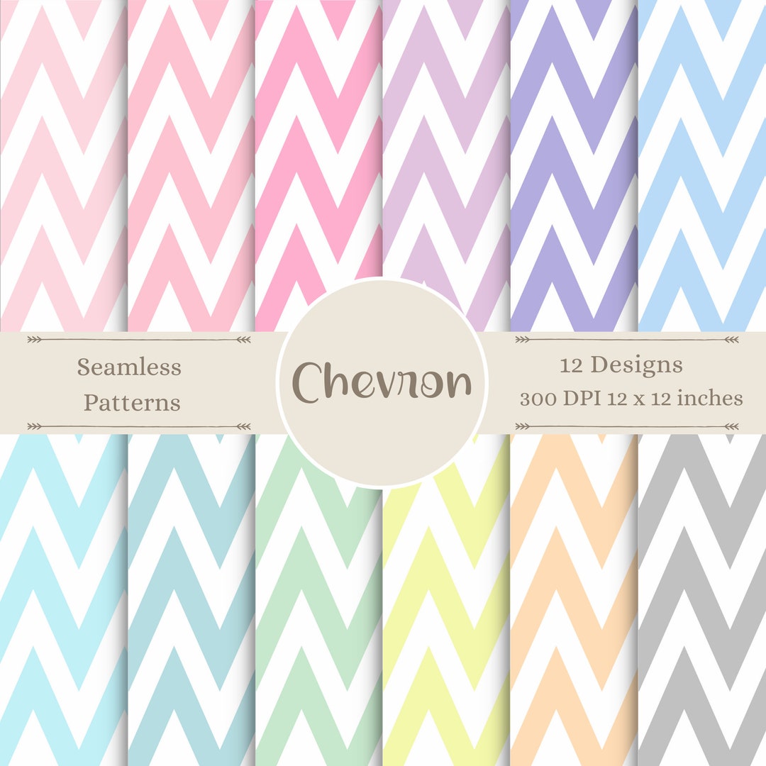 Chevron Pastel Digital Designs | Multicolor Seamless Patterns | Spring ...