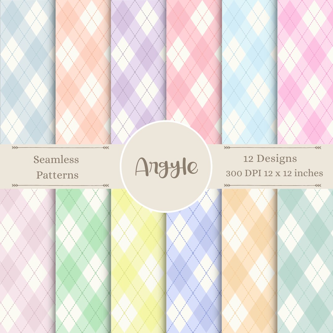 Argyle Digital Paper Colorful Seamless Multi Color Patterns Pastel ...