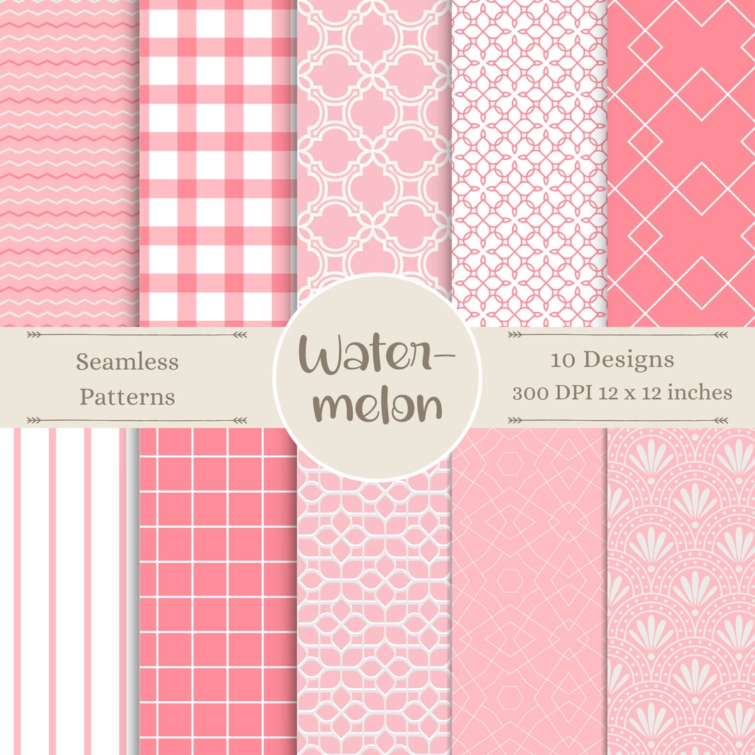 Watermelon Color Pattern Digital Paper | Colorful | Seamless | Peach ...