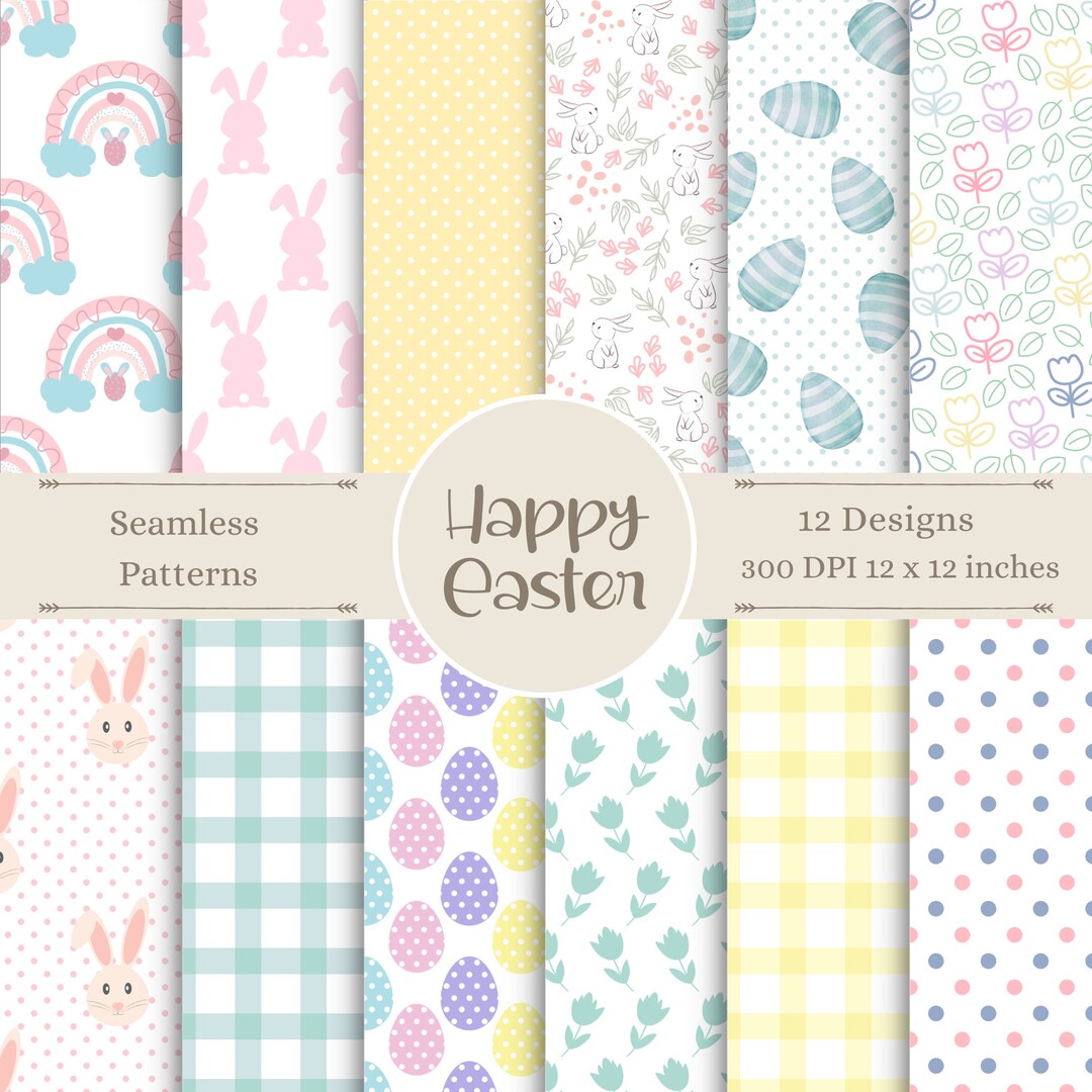 Easter Bunny Digital Patterns | Chicks Seamless Paper | Easter Egg ...