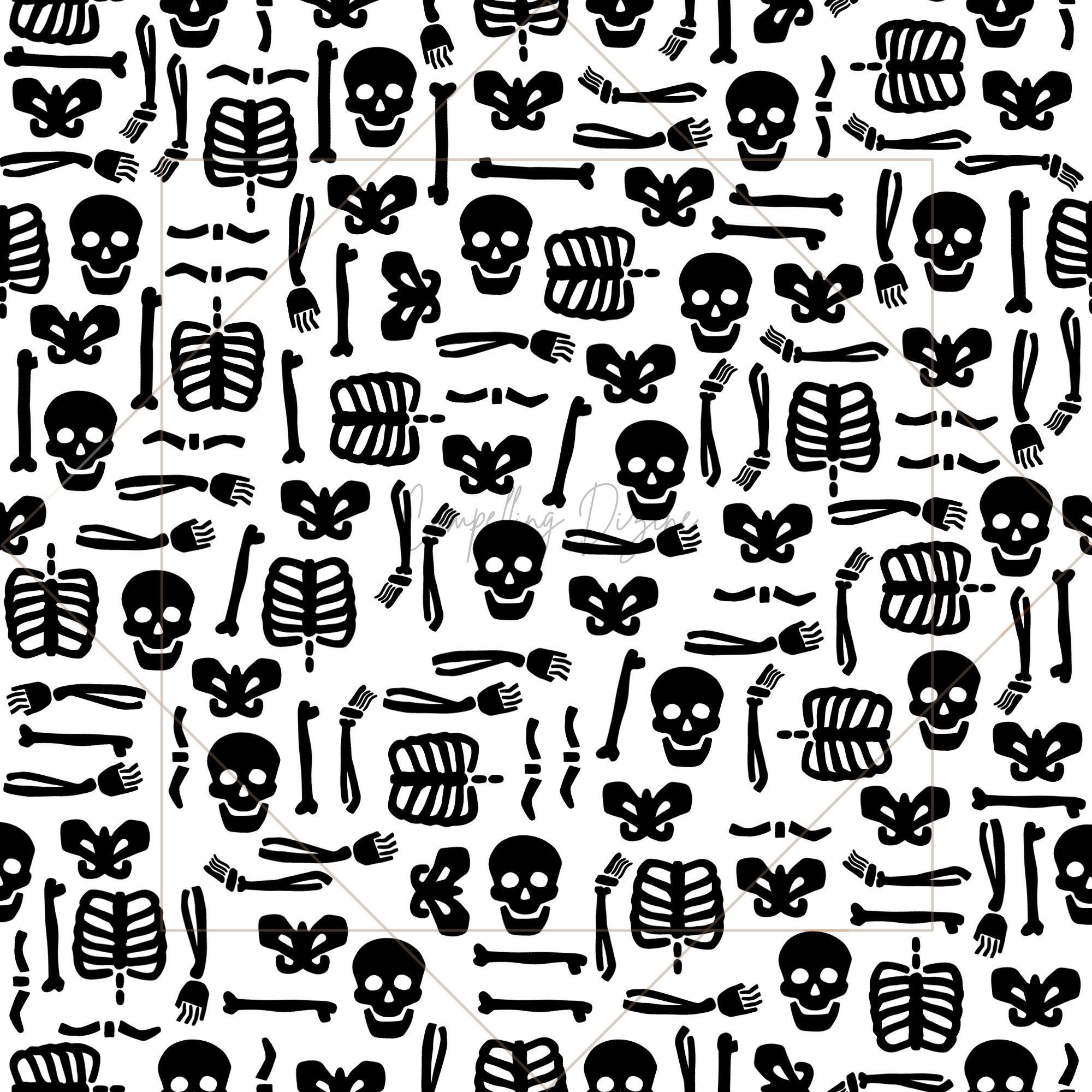 Skull and Bones Digital Patterns | Halloween Seamless Paper | Skull and ...