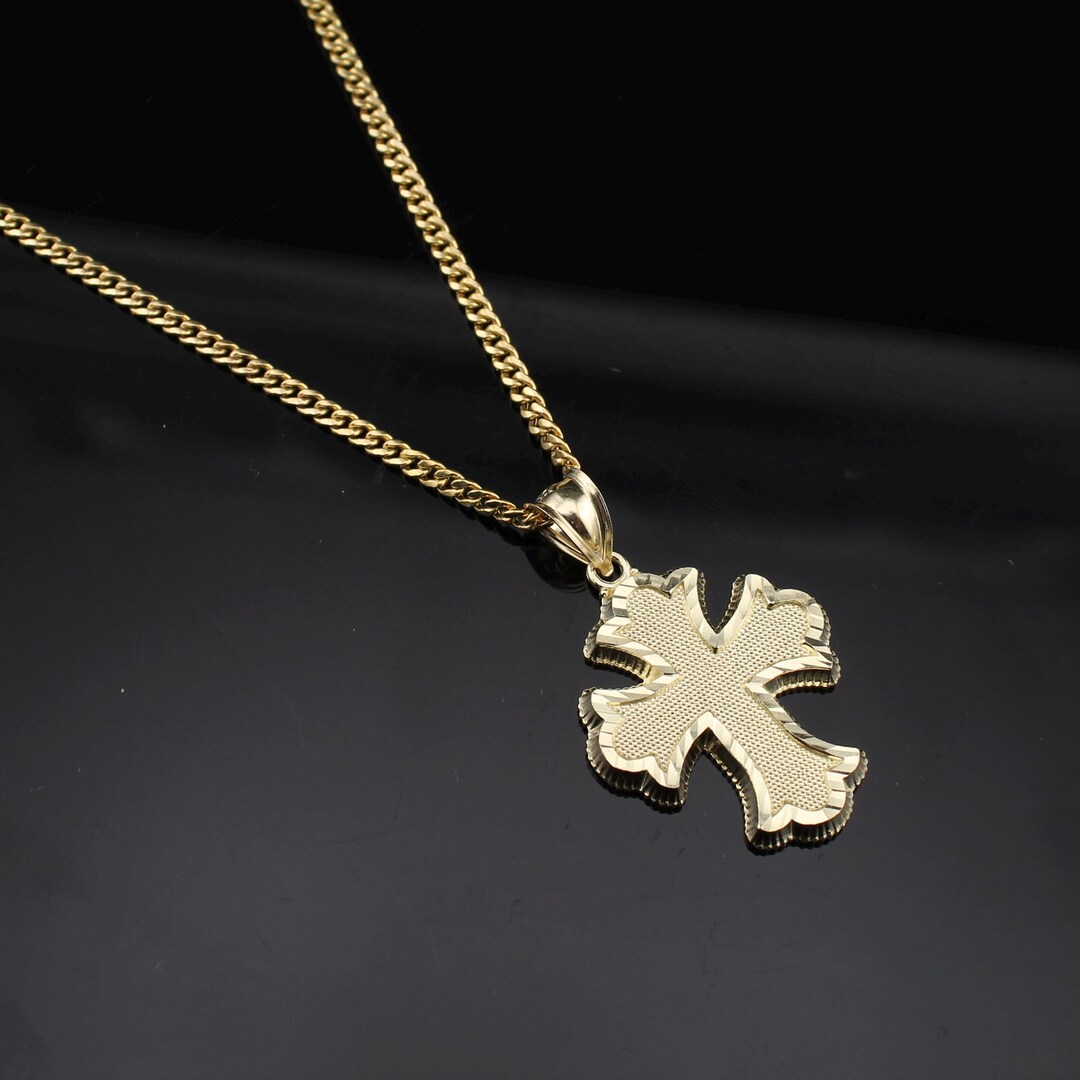 Real 10k Solid Gold Cross Pendant Necklace for Men Cross Unique Gift ...
