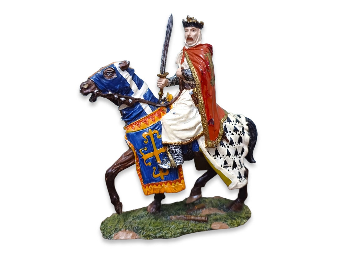 Armored Crusader King Raising His Sword on Caparisoned Horse - Etsy