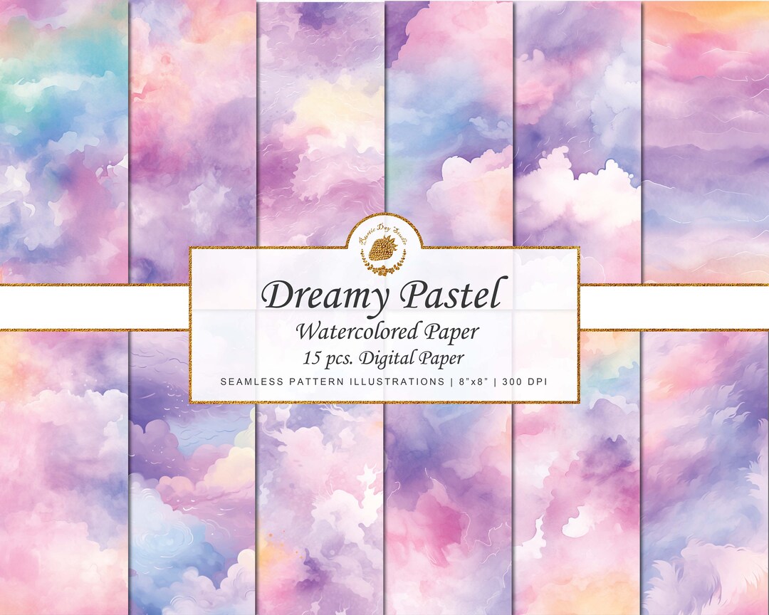 Watercolor Pastel Texture Digital Paper: Scrapbook Background (digital ...