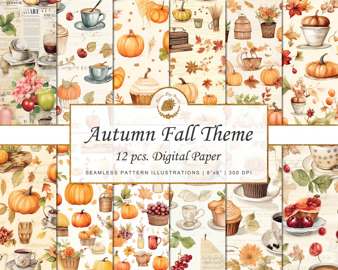 Autumn Elegance Seamless Digital Paper Set Enchanting Autumn Theme ...