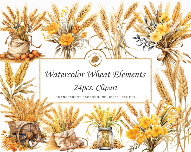 Watercolor Wheat Clipart Field Wheat PNG SVG Boquet Wheat Farm ...