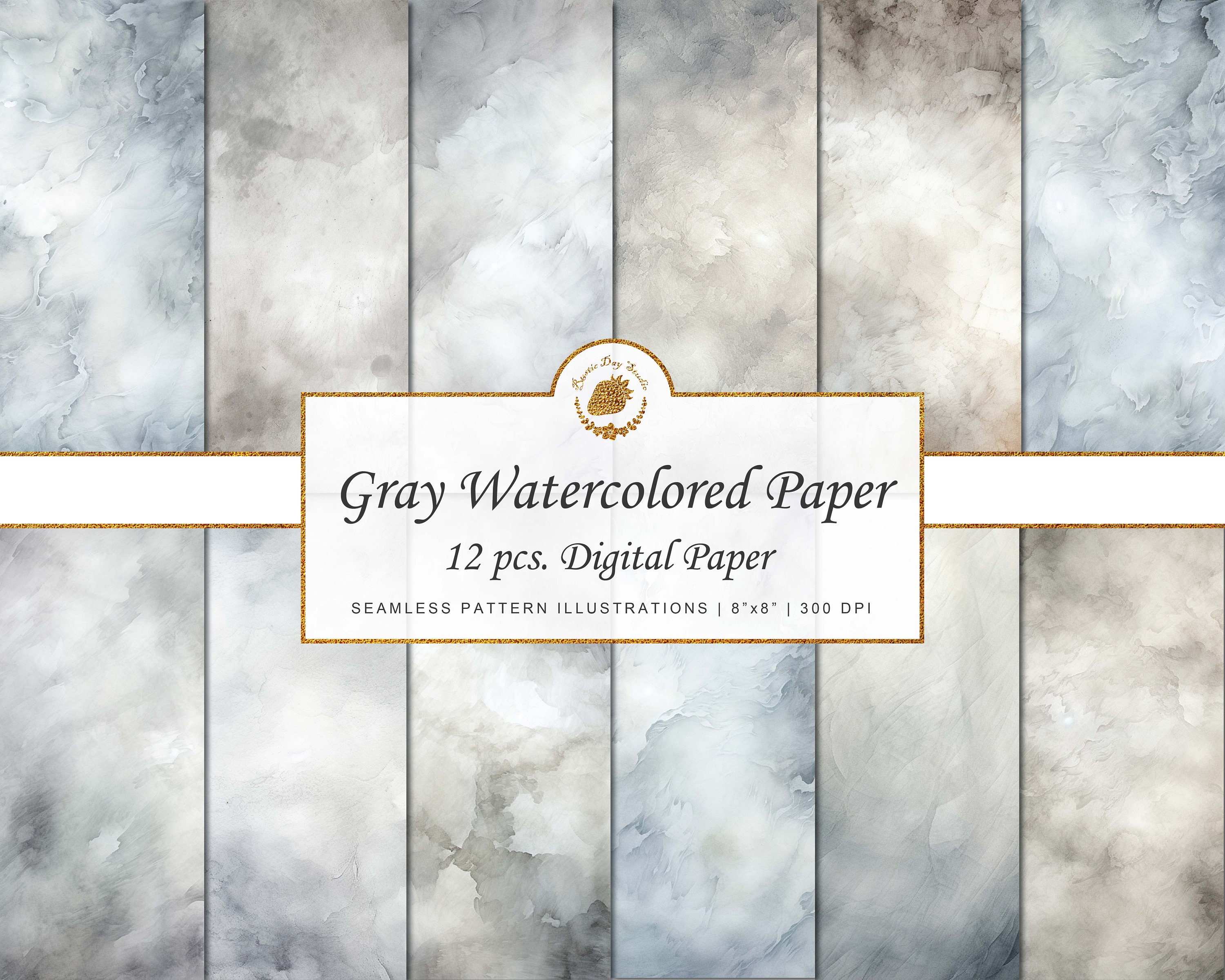 Gray Watercolor Paper Texture: 12 Seamless Digital Papers (digital ...