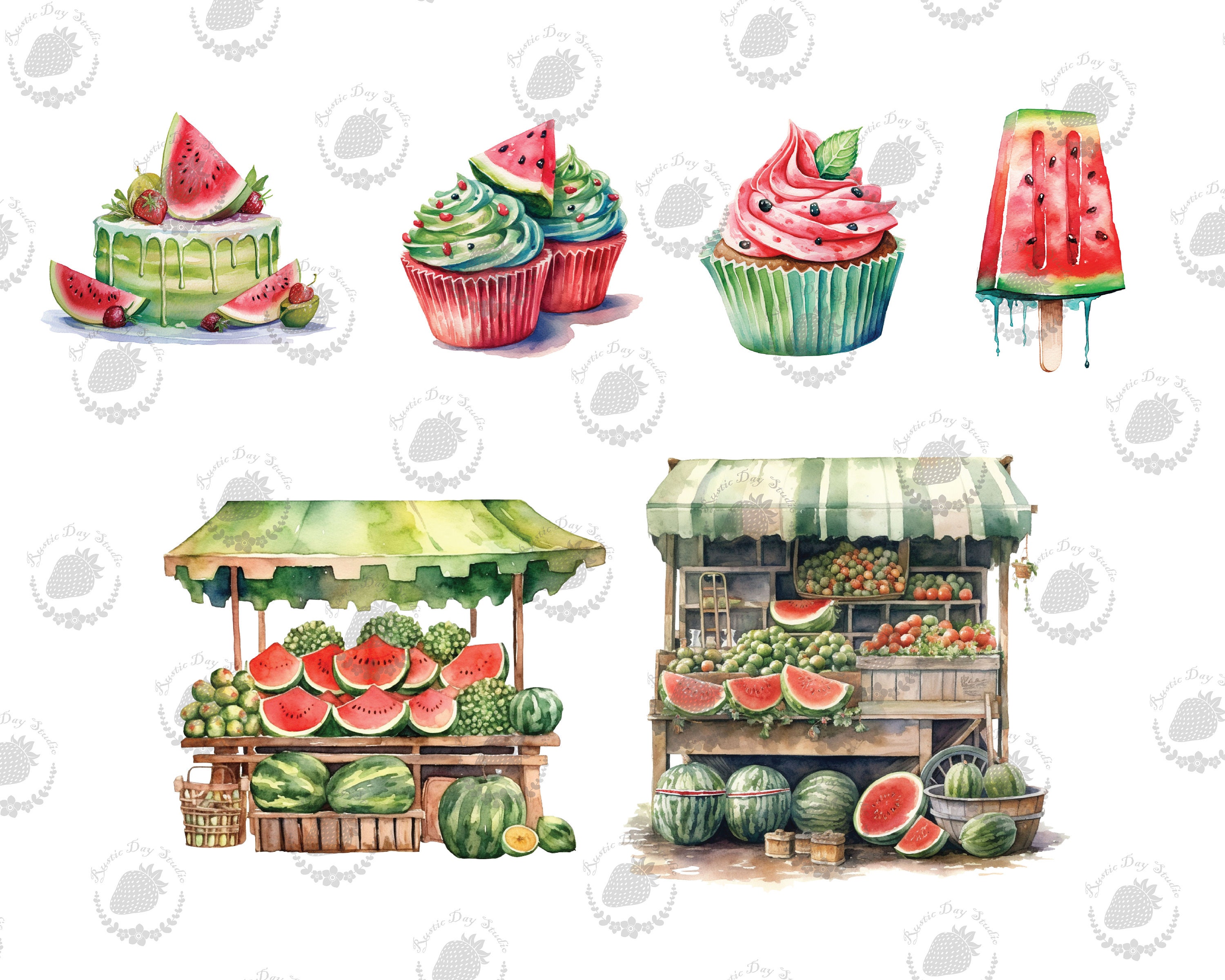 Watercolor Watermelon Clipart Summer Watercolor PNG Watermelon Patch ...