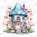 Watercolor Cute Pastel Fairy House Watercolor Clipart Fantasy Clipart ...