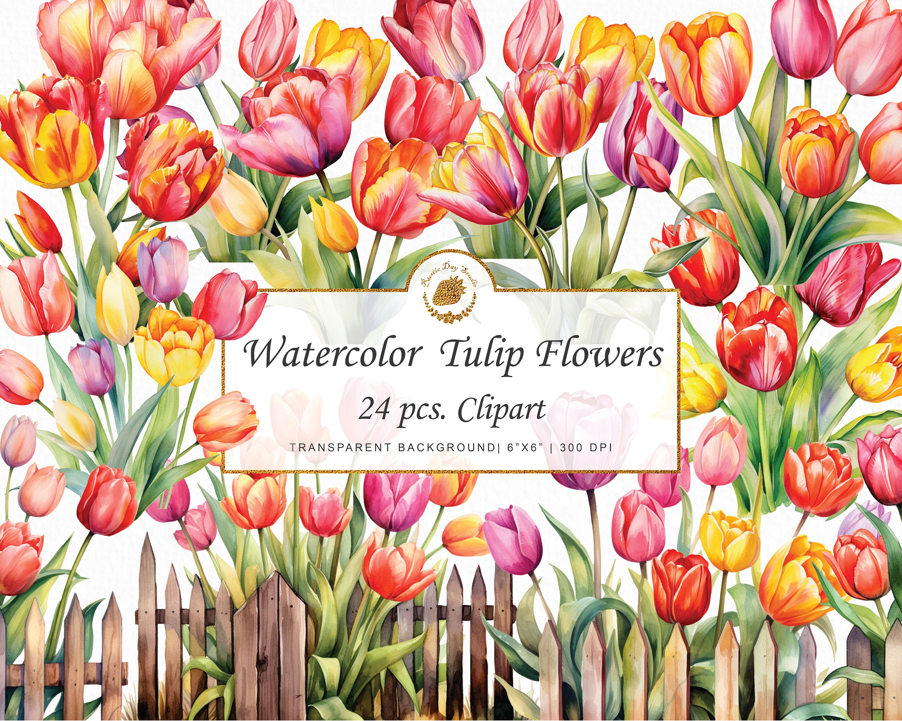 Watercolor Tulip Flower Clipart Watercolor Floral PNG Colorful Tulip ...