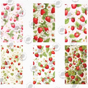 Strawberry Digital Paper Bundle Floral Strawberries Wallpaper ...