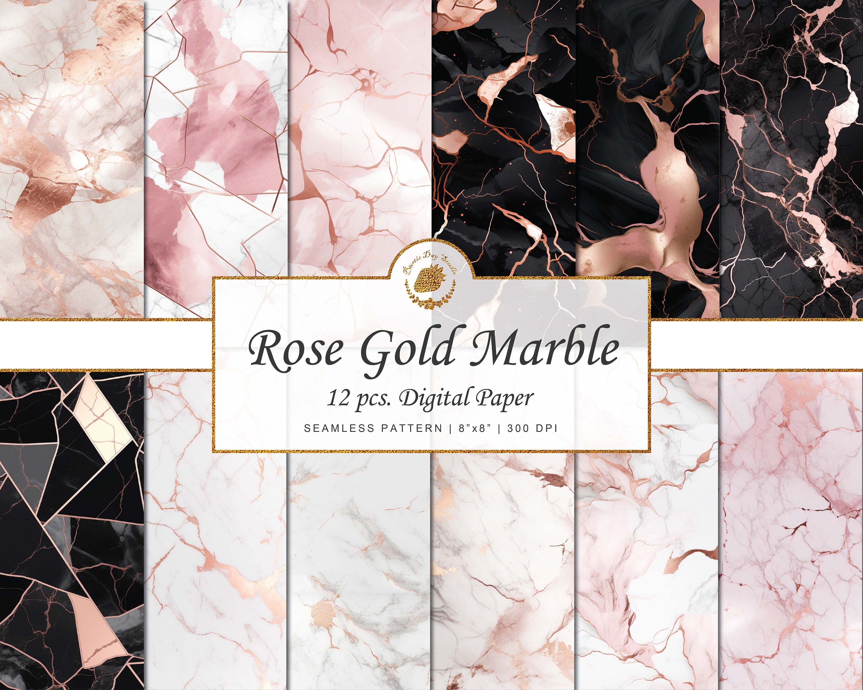 Rose Gold Marble Digital Paper: Blush Pink Textures (digital Download ...