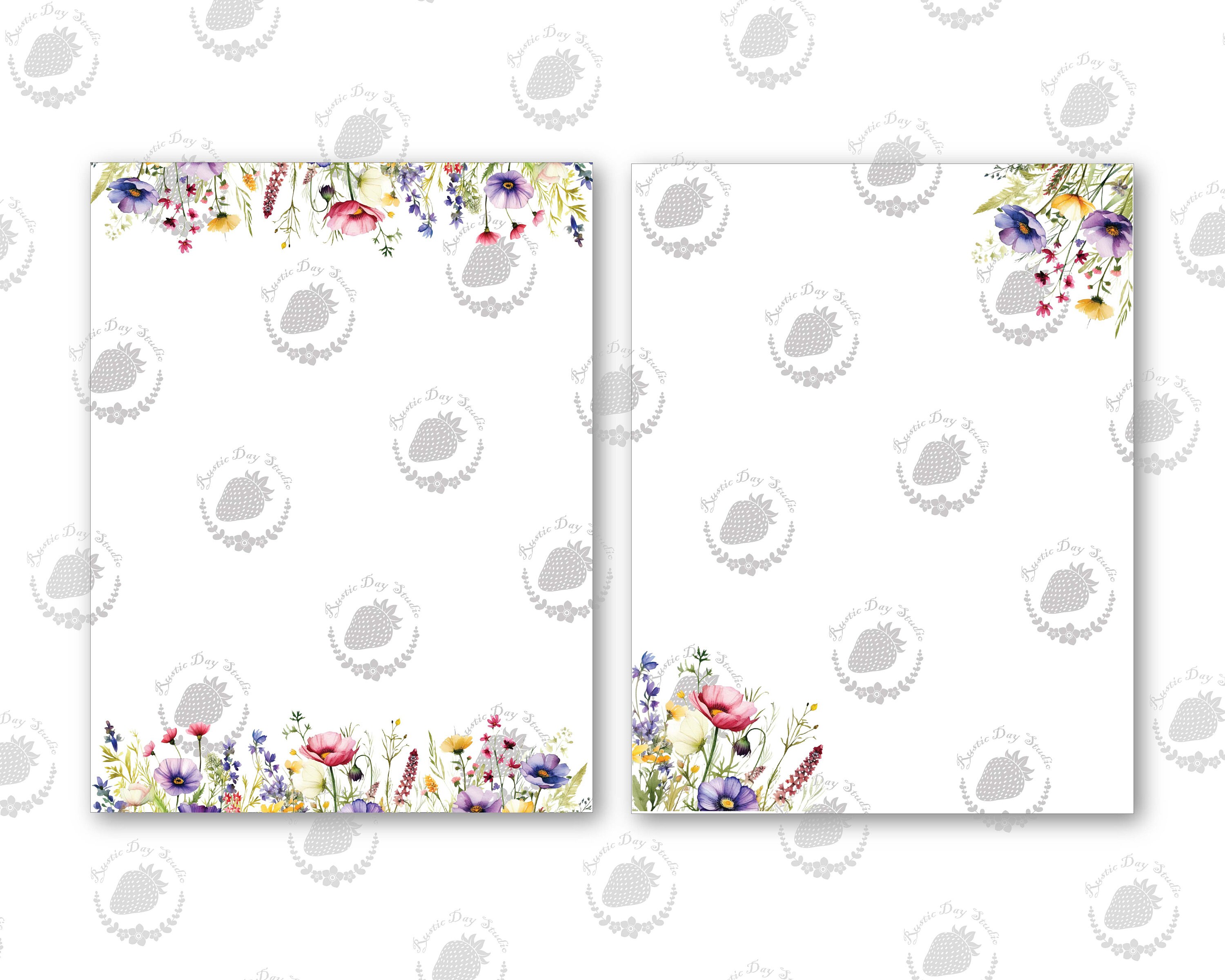 Watercolor Wildflower Frame Clipart: Floral Meadow PNG SVG Borders ...