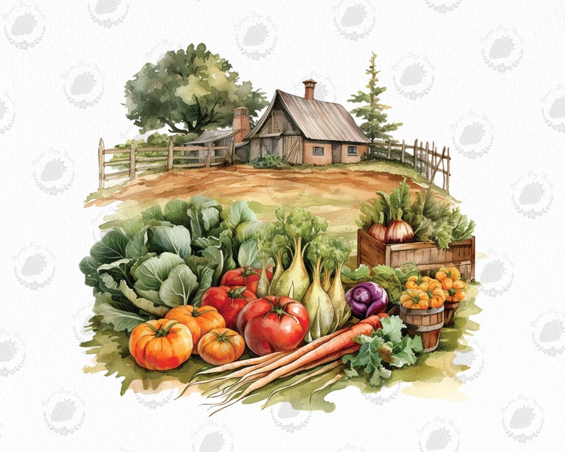 Watercolor Vegetable Clipart Assorted Vegetable Clipart Farm Clipart ...
