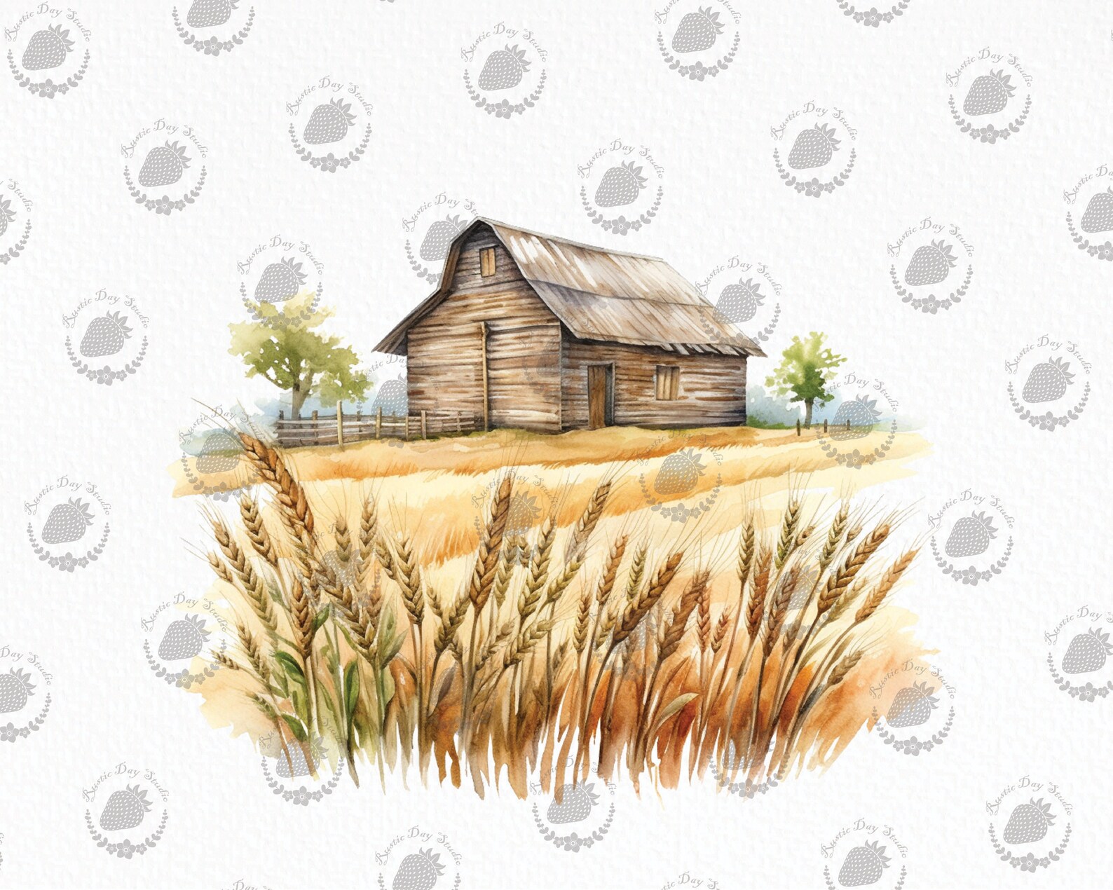 Watercolor Barley Clipart Farm Art Bundle Spring Garden Graphics ...
