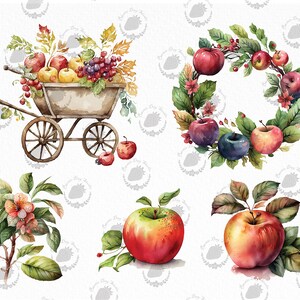 Watercolor Apple Clipart Autumn Clipart Fruit Clipart Sticker Goodnotes ...