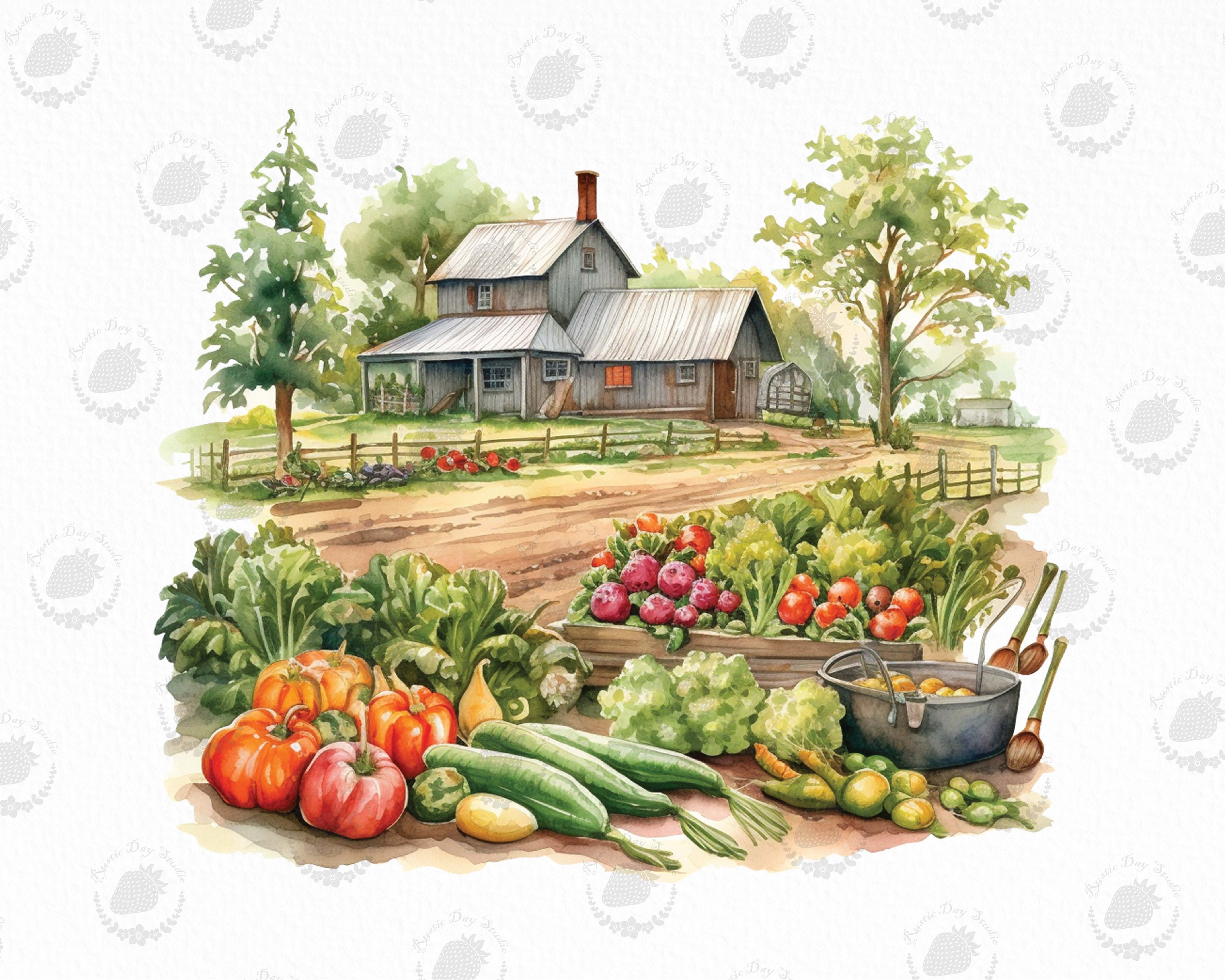 Watercolor Vegetable Clipart Assorted Vegetable Clipart Farm Clipart ...