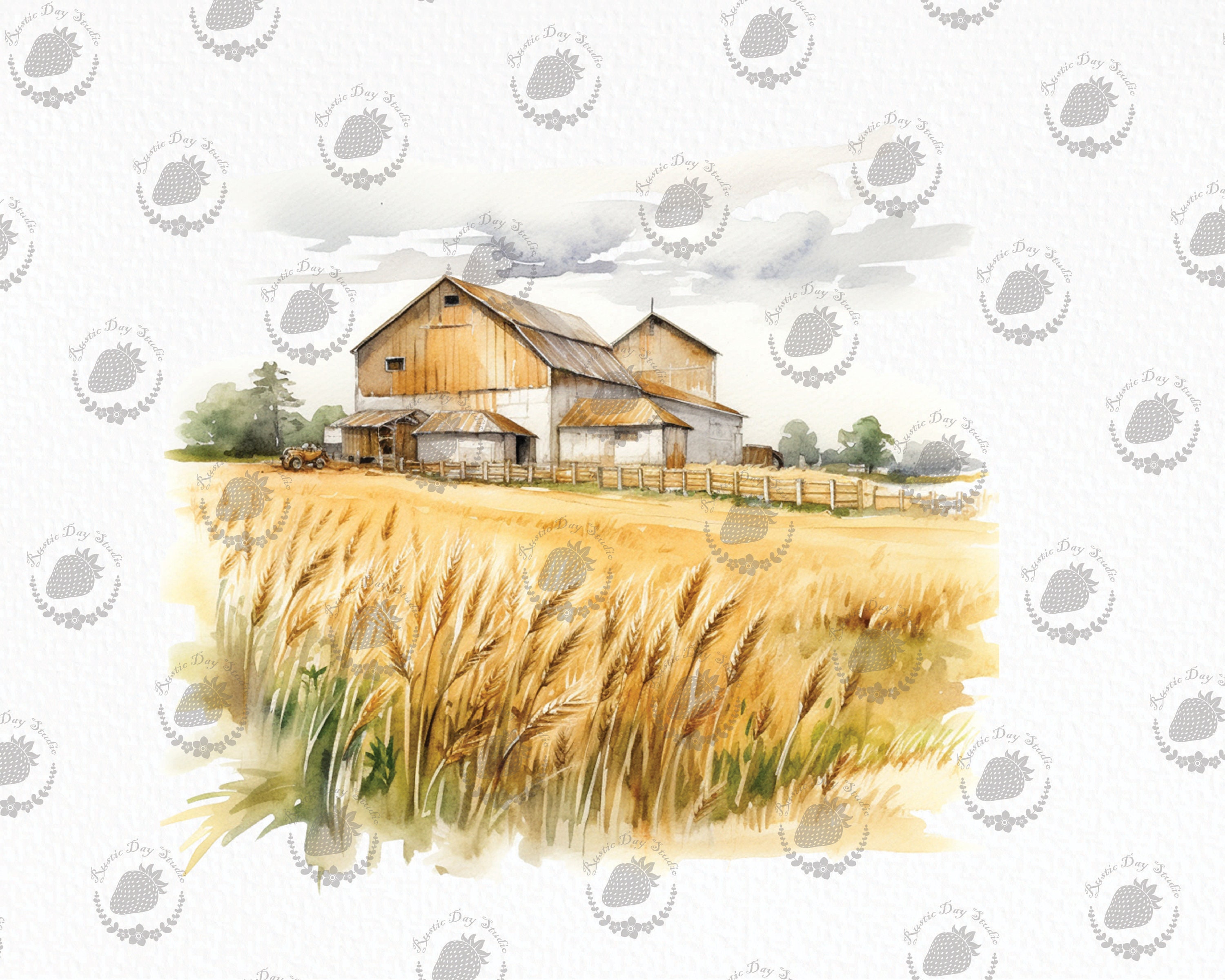 Watercolor Barley Clipart Farm Art Bundle Spring Garden Graphics ...